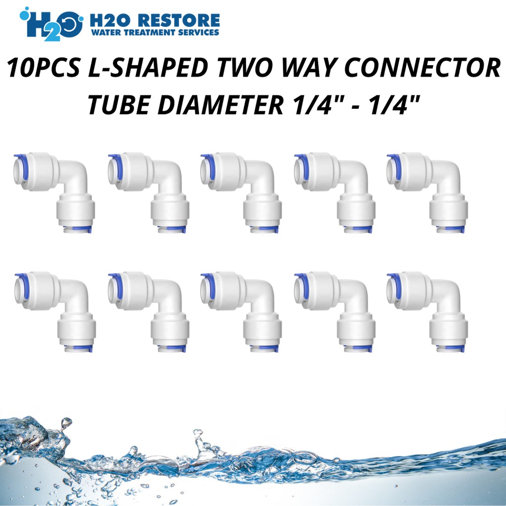 L-Shaped Two Way Connector Tube Diameter 1/4",Tube Diameter 1/4" for ...