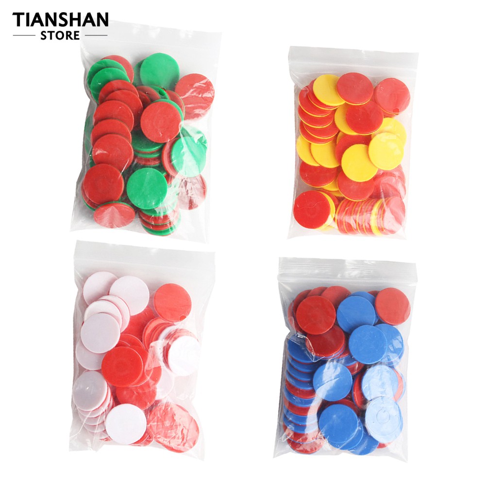 50Pcs Dual Color Round Chips Counting Numbers Math Game Counters ...