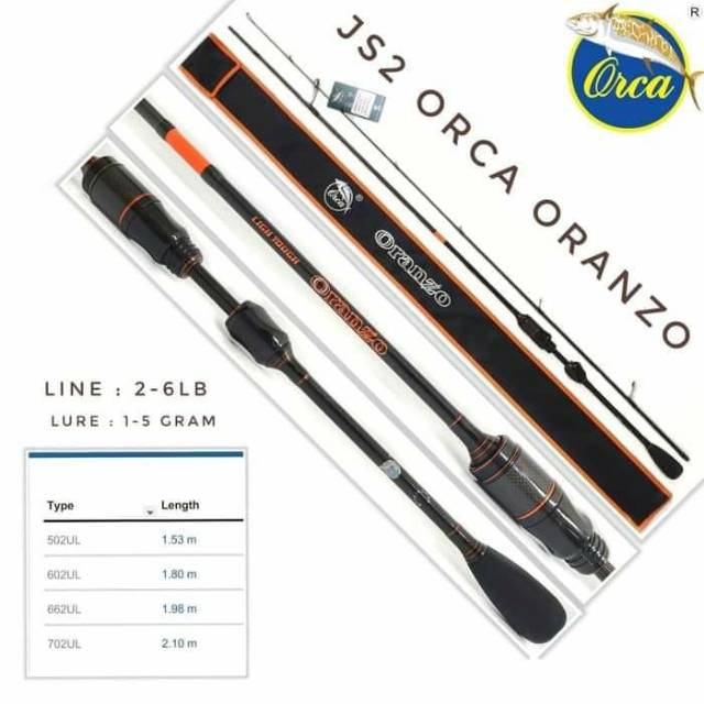 Orca oranzo 662 & 702 UL Ultralight fishing rod includes pvc packing ...