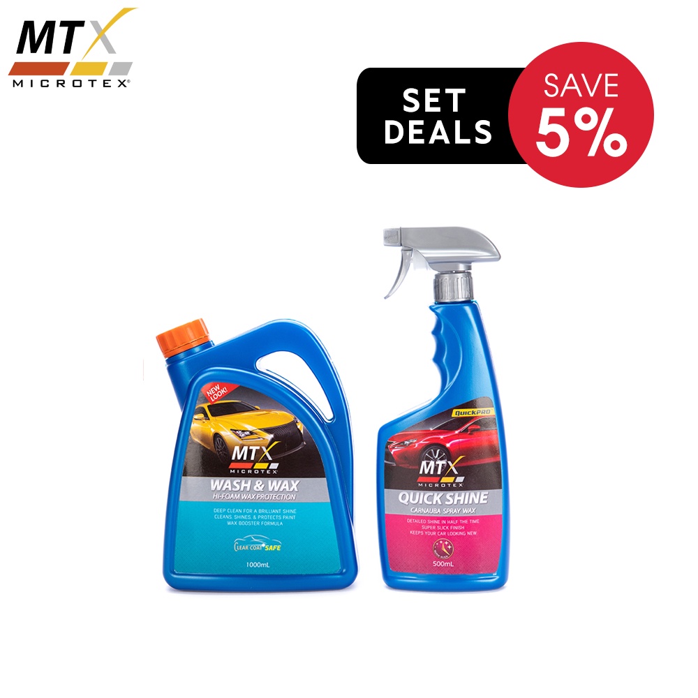 Microtex Car Care Cleaning Package 4 (Wash&Wax 1L and Quick Shine 500ml ...