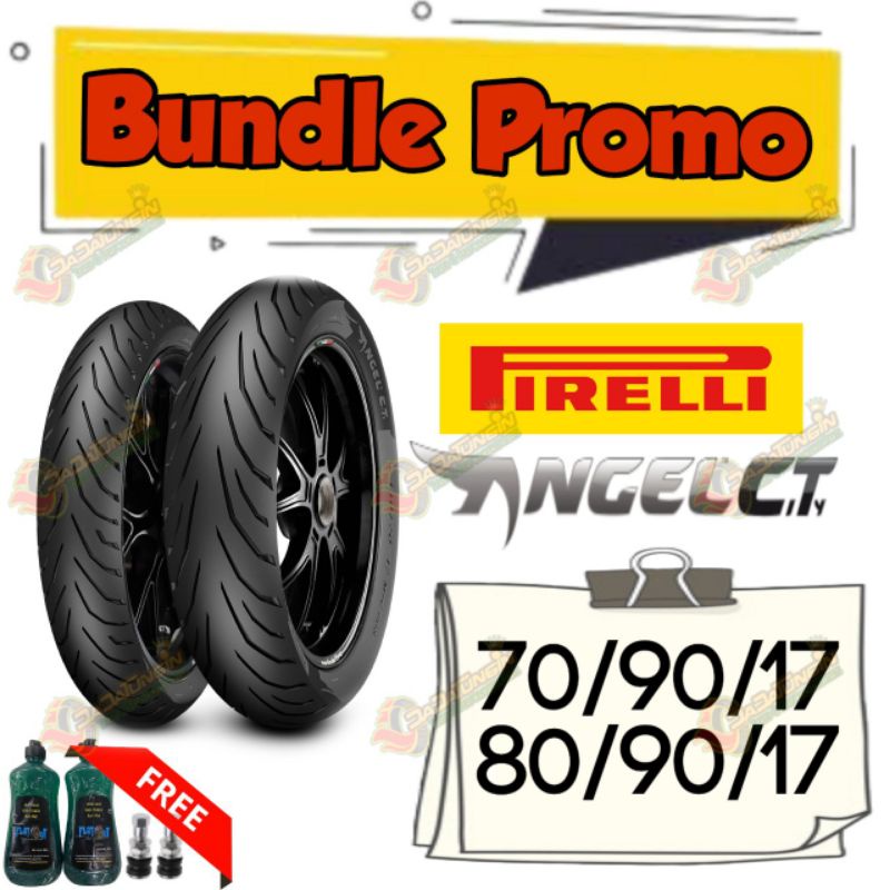 PIRELLI Angel City Motorcycle Tubeless Tire Bundle 70/90/17 & 80/90/17 ...
