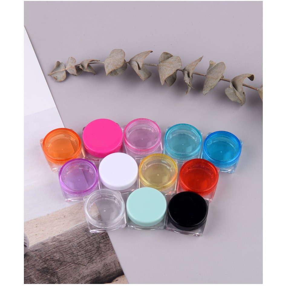 10PCS Square Clear Mixed Colors Cosmetic Empty Jar Makeup Pot Face ...