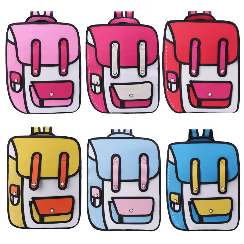 THINKTHENDO Backpacks 3D Jump Style 2D Drawing From Cartoon Paper ...