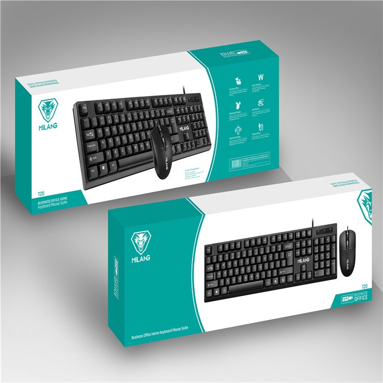 Milang 104 Keys USB Wired Ergonomic Business Office Keyboard Mouse ...