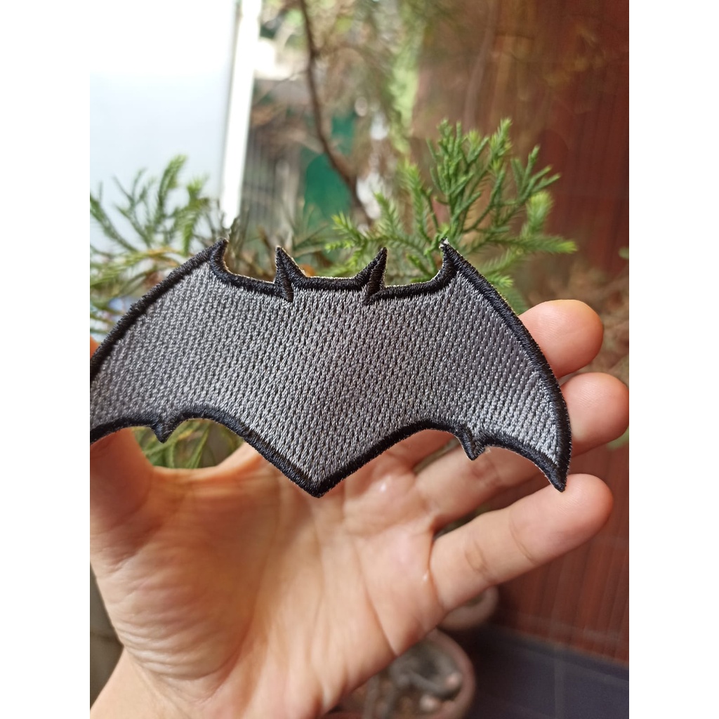 Emblem Patch Embroidery Bat Logo Gray Batman Forever uk 10x5 Cm ...