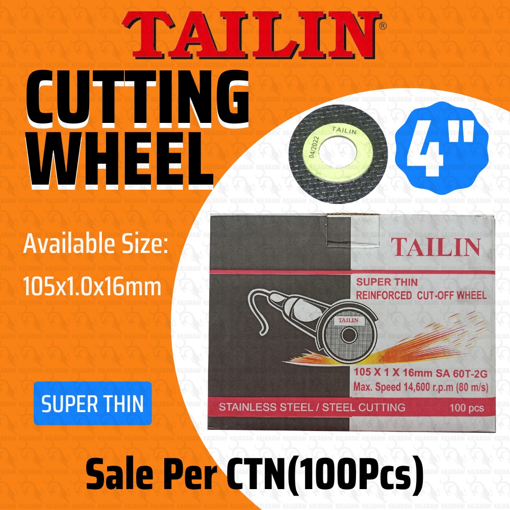 1Box=100Pcs Tailin Cutting Disc 4inch Super Thin 105x1.0x16mm SA60T for ...
