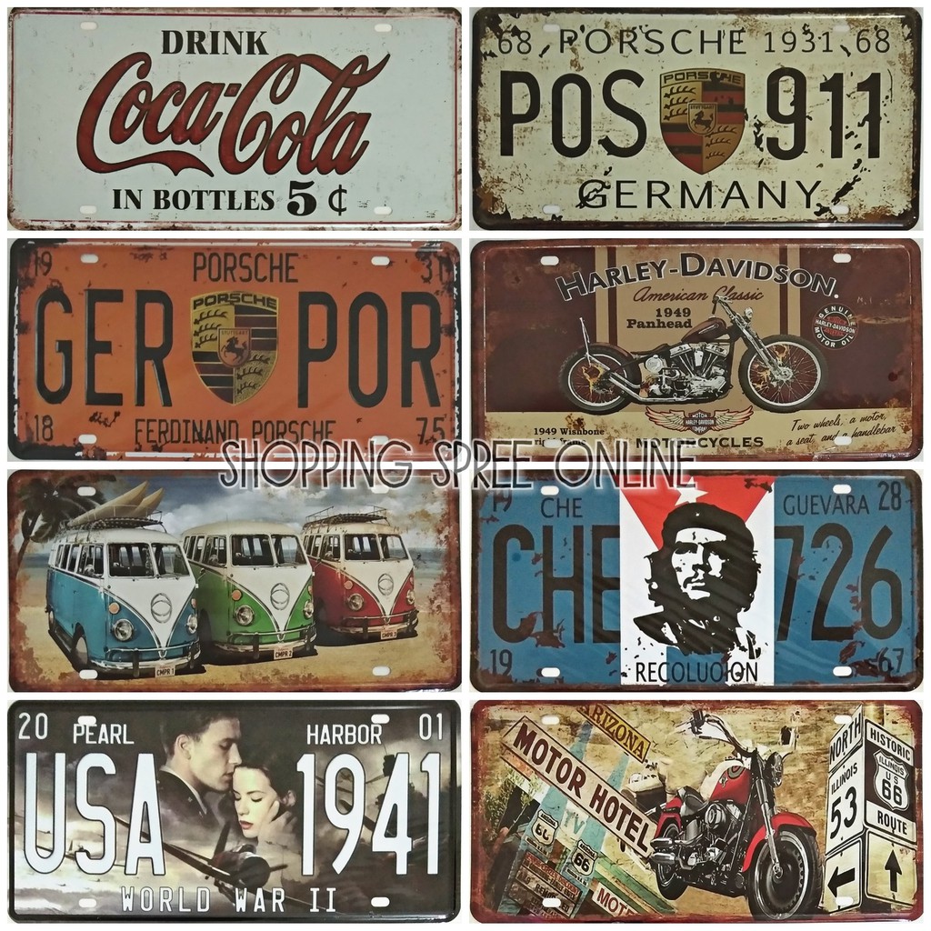 Vintage Tin Car Plates Design Wall Decor (Flat) | Shopee Philippines