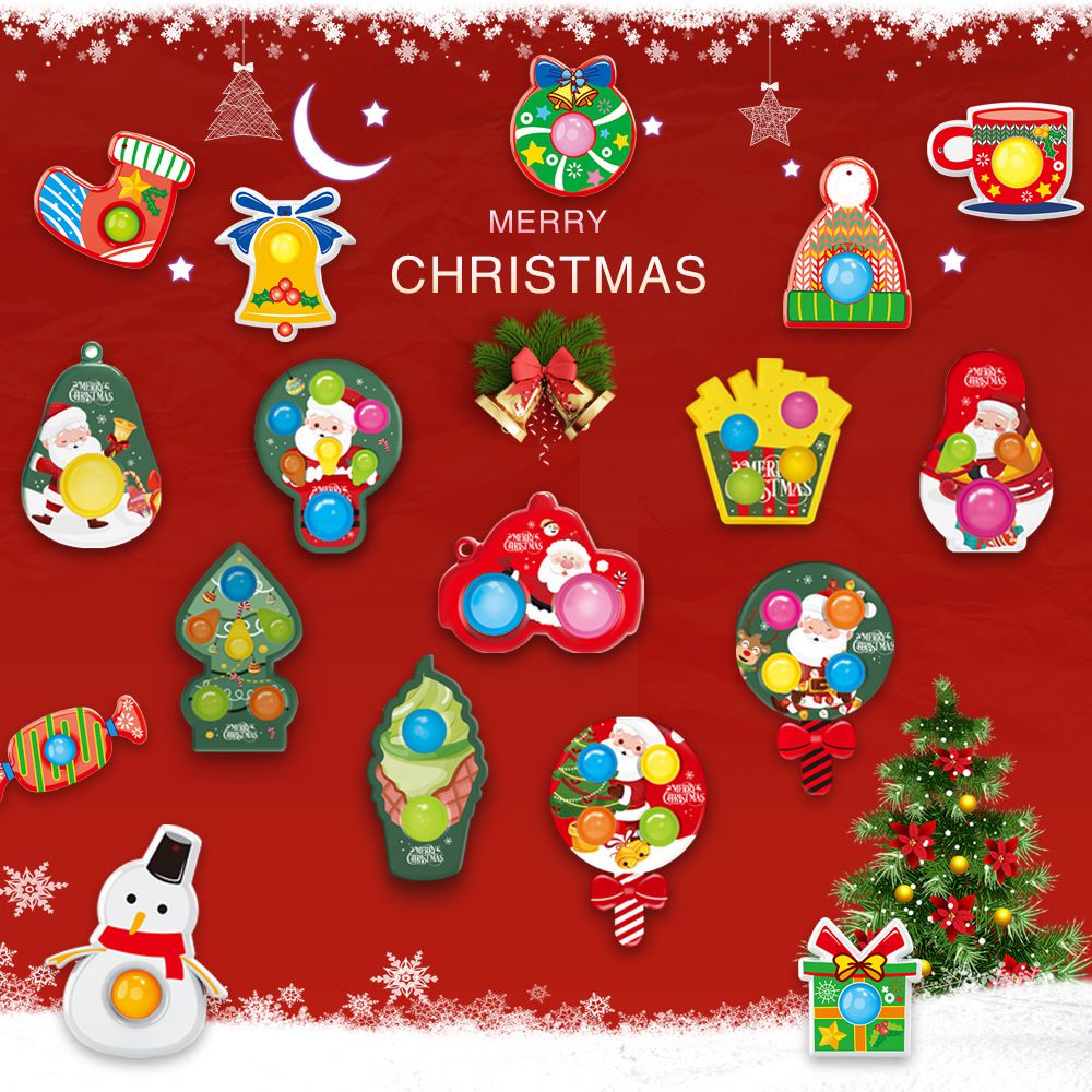 Christmas Xmas Pop It Fidget Toy Simple Dimple Push Bubble Santa Elk ...