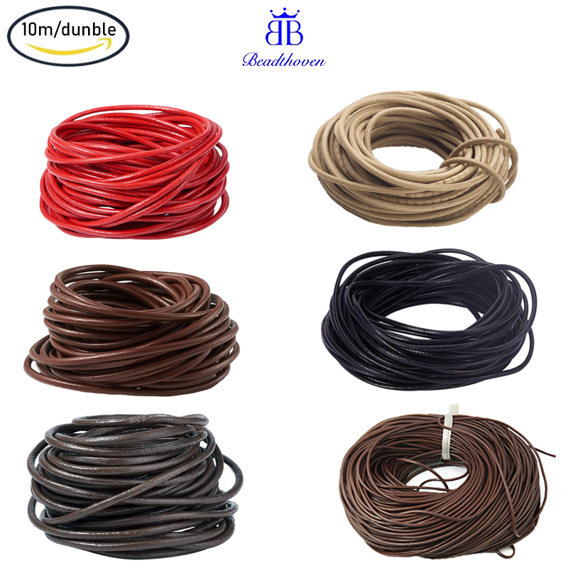 Ready Stock 3mm 2-10m Round Leather Cord Cowhide Leather Beading Cord ...