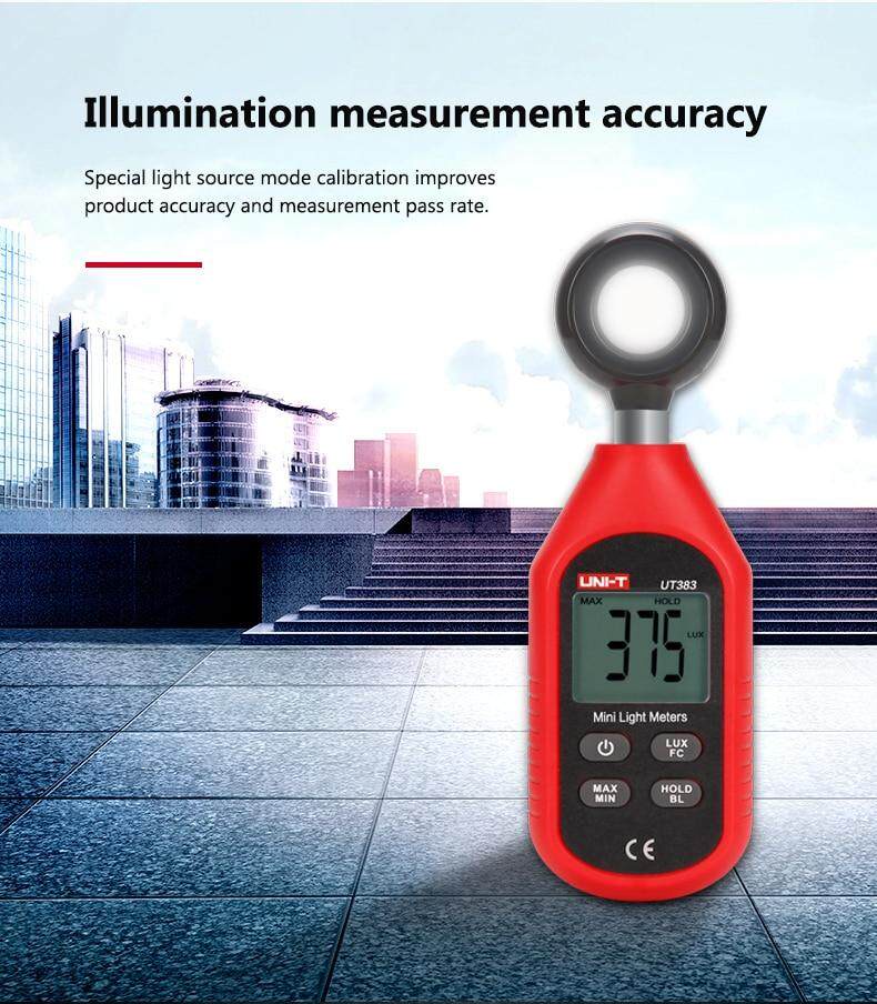 Original UNI-T UT383 Mini Light Meter 200,000 LUX Digital Luxmeter ...