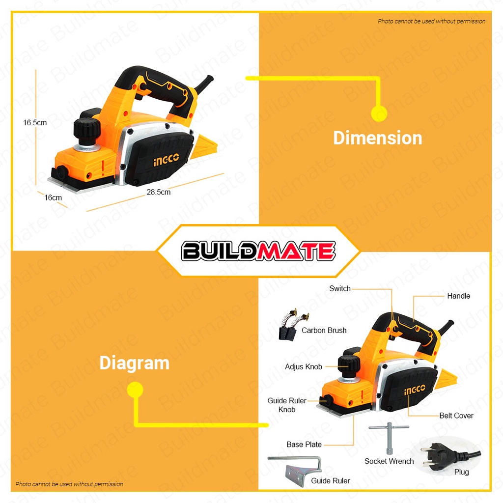BUILDMATE Ingco Electric Wood Planer Machine Katam 680W | 750W for ...