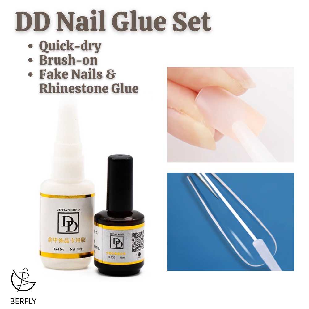 Berfly | DD Nail Stones & Fake Nails Glue with Quick-dry Solution Nail ...