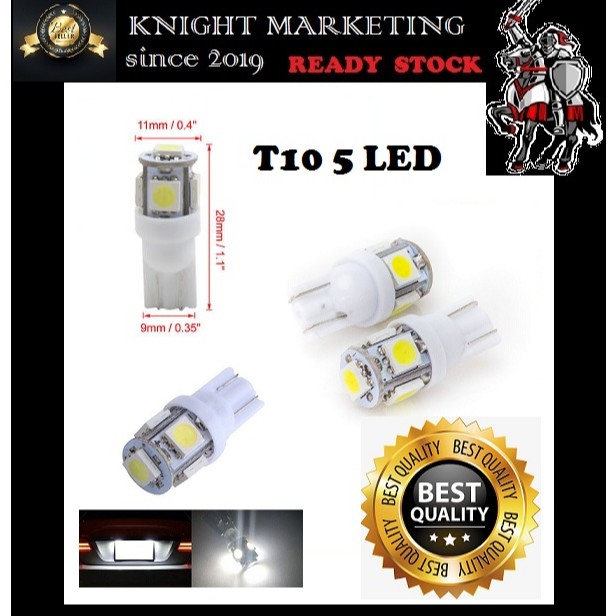 Car T10 Led Bulb 5 smd 5050 led Car Wedge Bulbs parking lights (1PCS ...