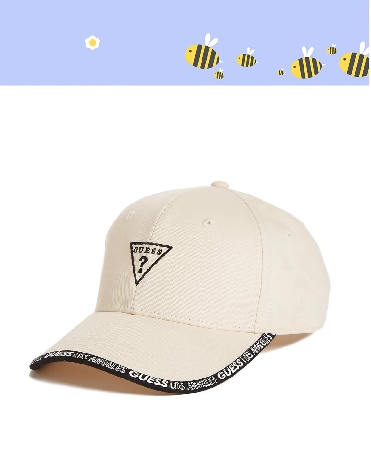 B889 : Guess Factory - Logo Trim Baseball Hat (CREAM) | Shopee Philippines