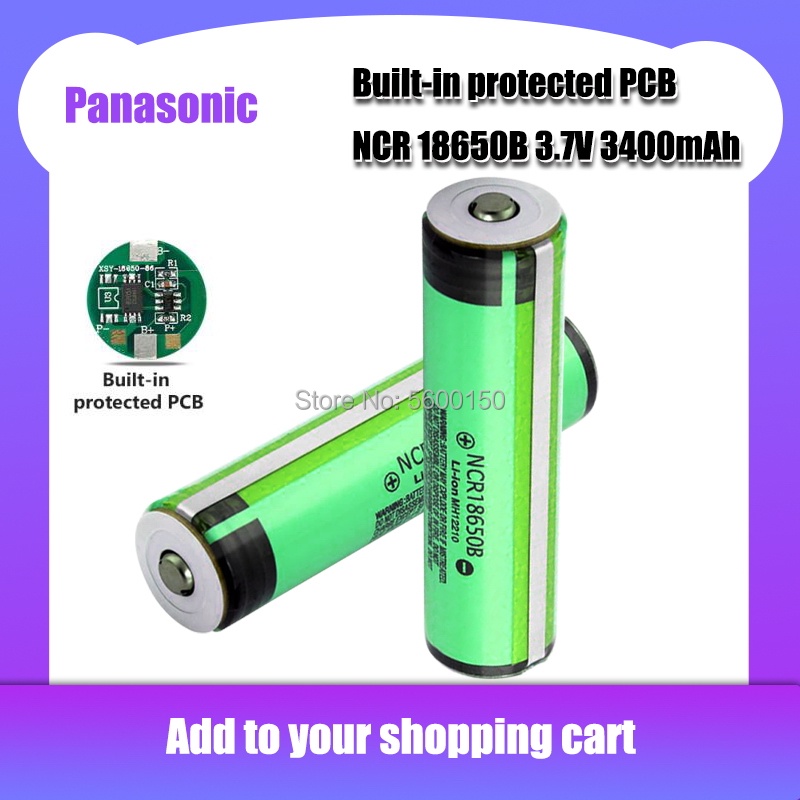 New Protected Original Panasonic 18650 NCR18650B 3.7V 3400mAh Rechargeable Li-ion Battery ...