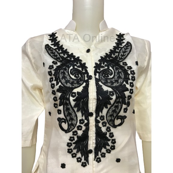 Modern Filipiniana Lady Barong Blouse/Top Organza Embroidered | Shopee ...