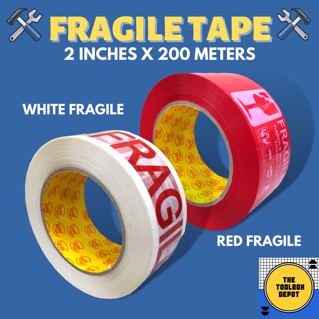 Fragile Packaging Tape 200 Meters x 2 inches (Width)White or Red ...