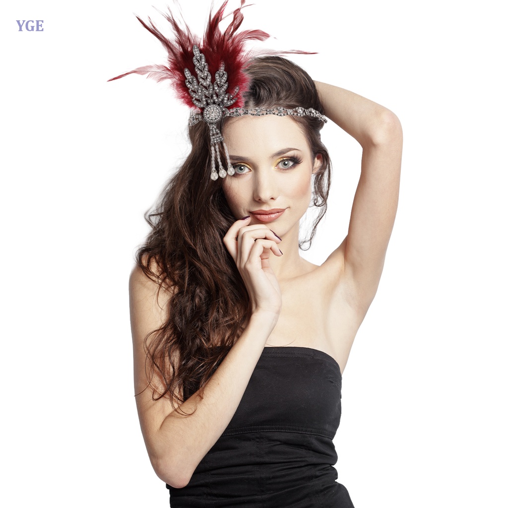 1920s Retro Exaggerated Feather Headband Halloween Day Banquet Ball ...