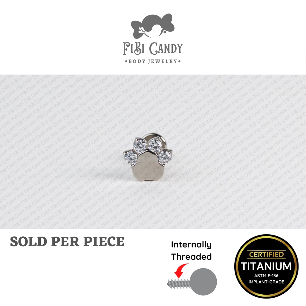 FiBiCandy 16G ASTM F136 Implant Grade Titanium ITL0035 Paw Clear CZ ...