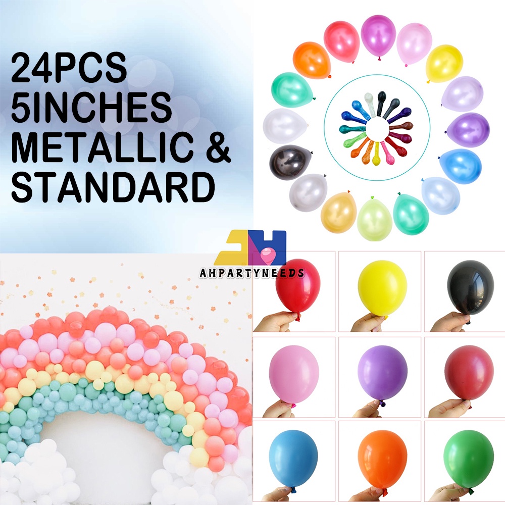 Size 5 Inches 24Pcs Metallic Standard balloons Indoor Outdoor Birthday ...