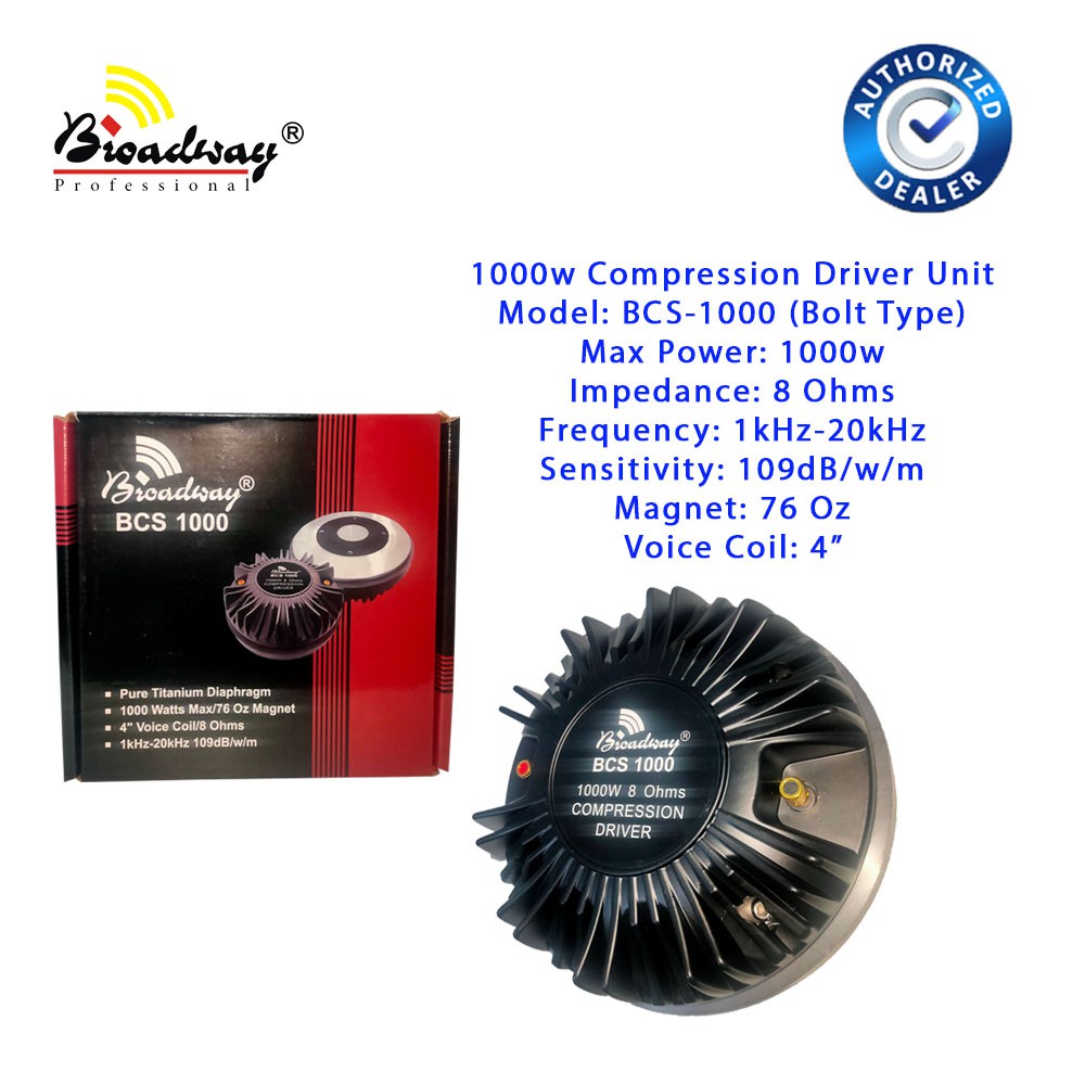 1000w Compression Driver Unit Broadway BCS-1000 1000watts Tweeter Bolt ...