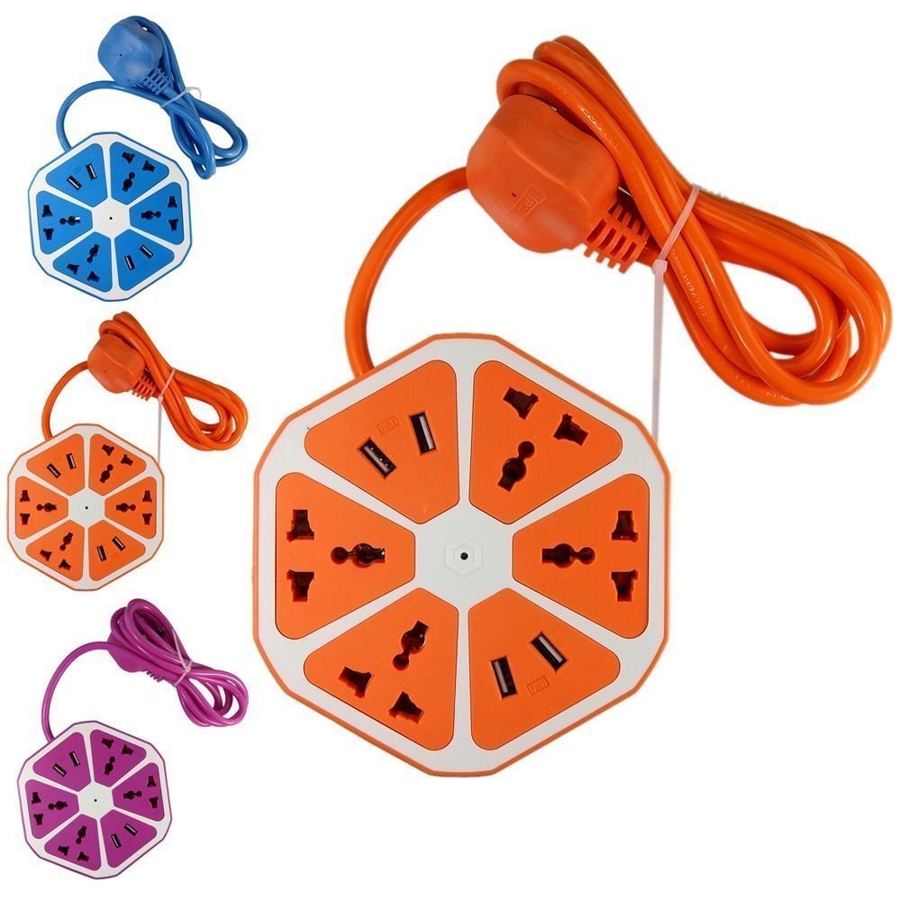 Hexagonal Extension Cord With USB Port Fruit Power Extension | Shopee ...