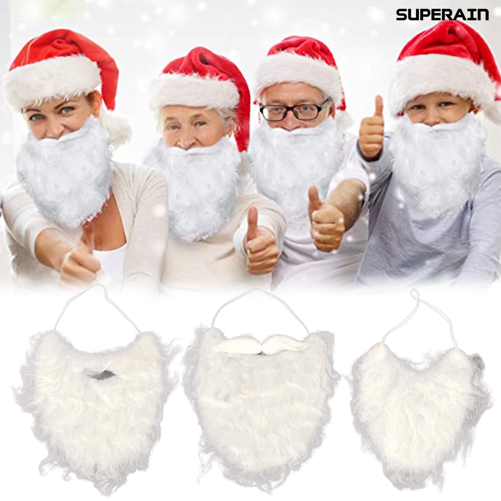 S~CTC Santa Claus Beard Realistic Curly Fluffy Soft Elastic Band ...