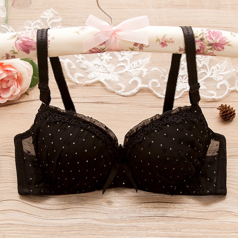 Women Sexy Bras Cute Soft Rims Comfortable Lace Push Up Gathered 3/4 ...