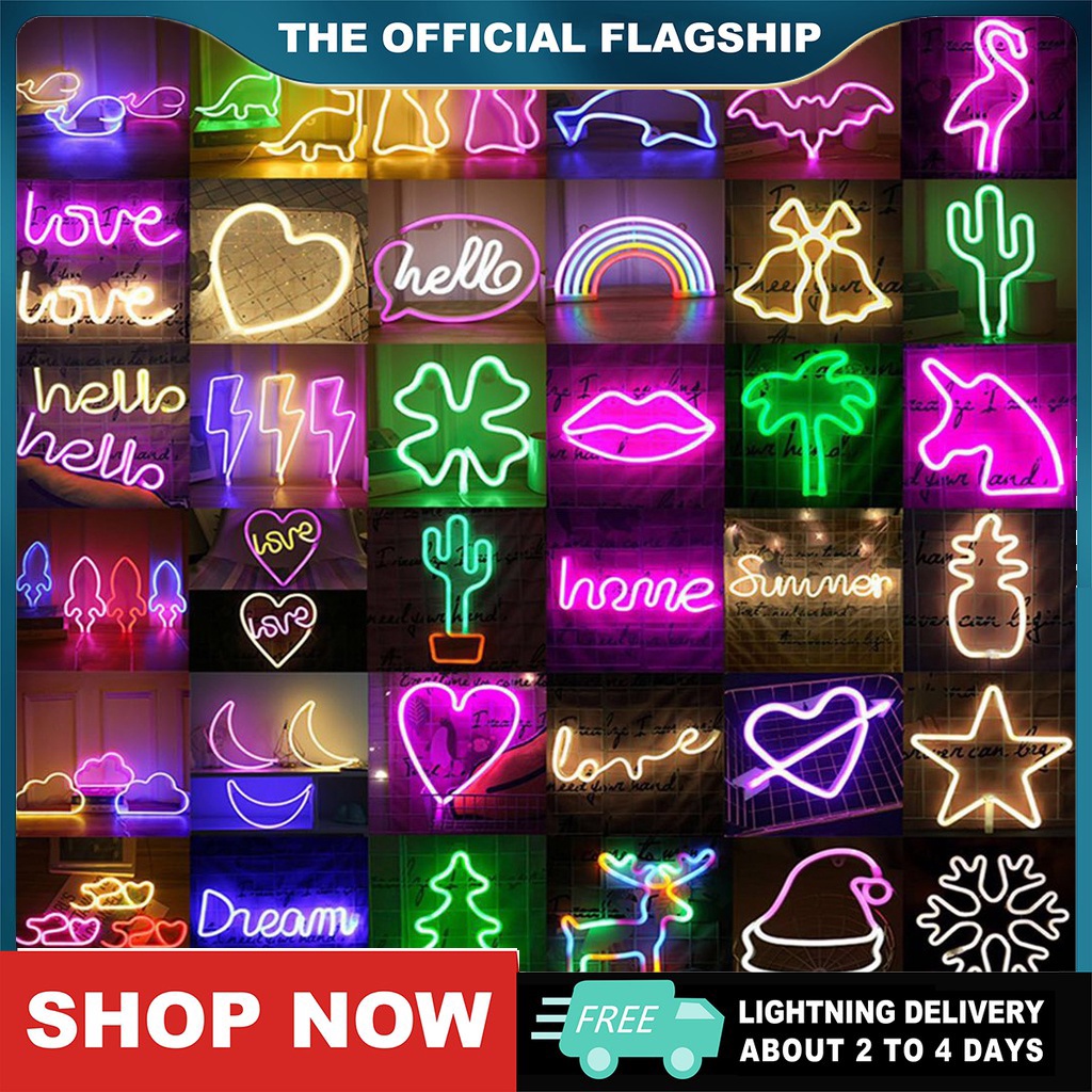 LED Night Light USB Home Neon Lamp Wall Decor Light Indoor | Shopee ...