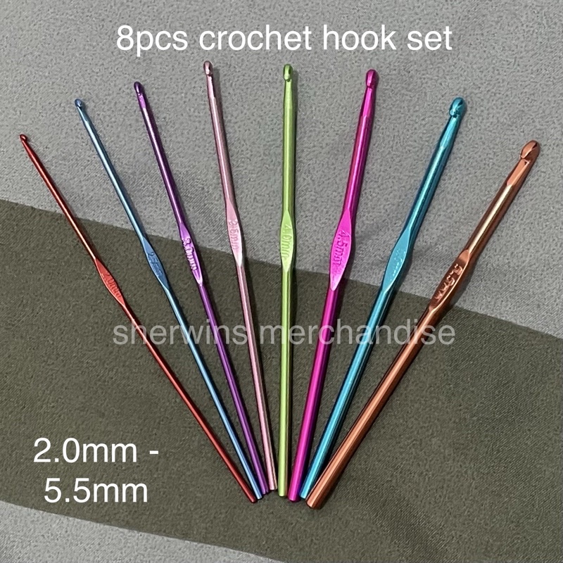 Aluminum Crochet Hook Set 8pcs | Shopee Philippines