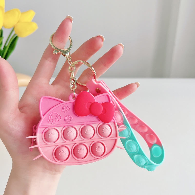 Hello Kitty Pink Mini Bag Rainbow Pop It Girl Wallet Fidget Toy Push