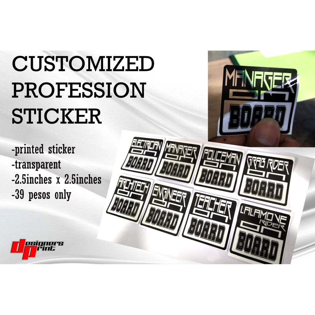 Customized Profession Sticker - Printed Transparent Sticker, 2.5 in. x ...
