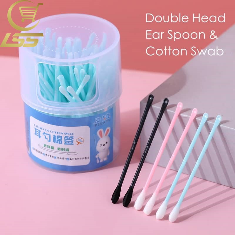 2in1 Double Head Ear Spoon Cotton Swab Ear Cleaner Makeup Applicator ...