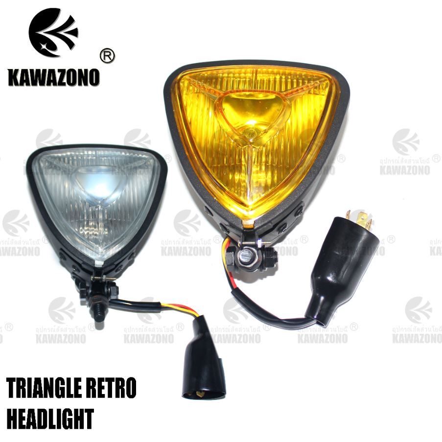 MOTORCYCLE TRIANGLE HEADLIGHT RETRO HEADLIGHT CLASSIC HEADLIGHT 12V H4 ...