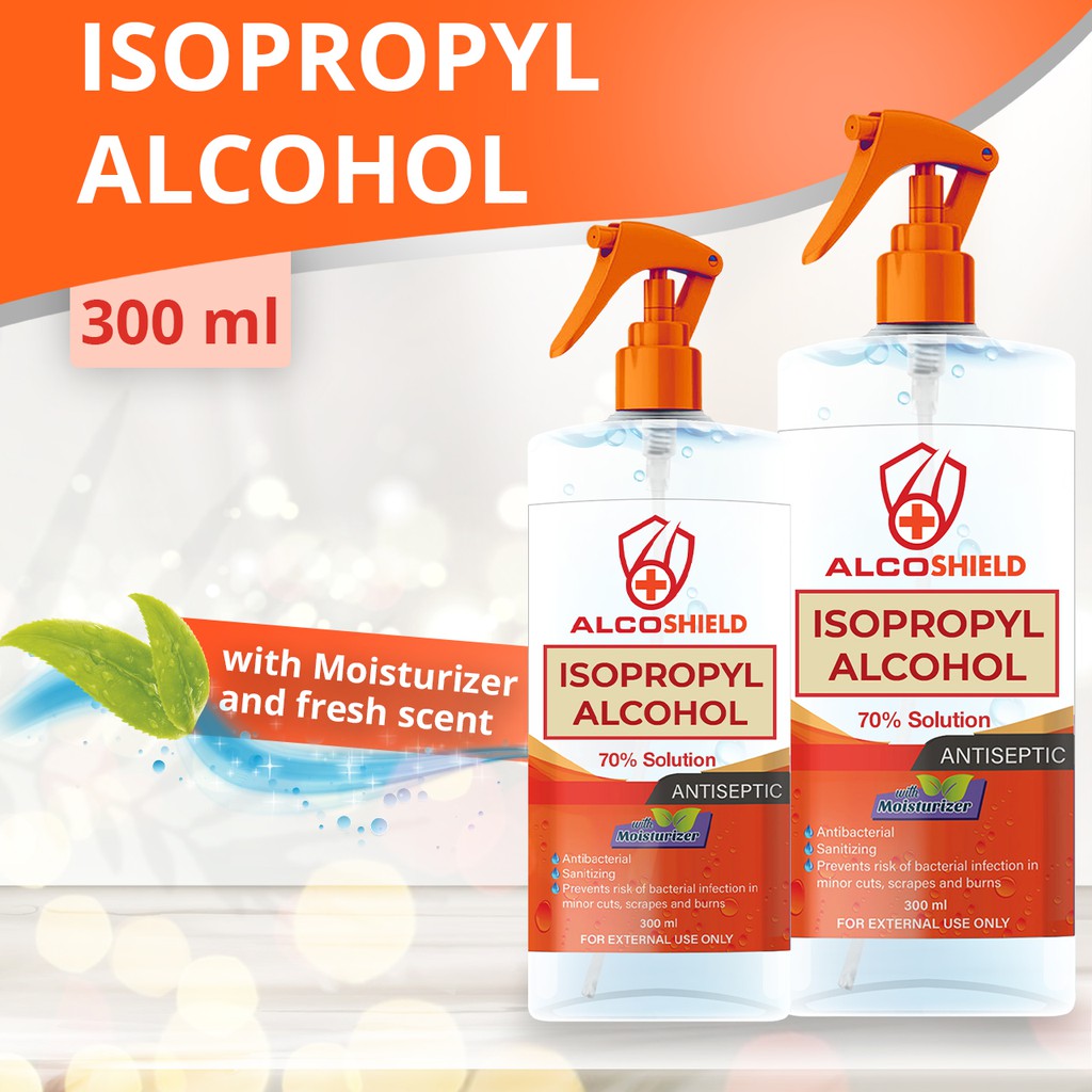 Alcoshield 70% Isopropyl Alcohol (Spray) 300ml (set of 2) | Shopee ...