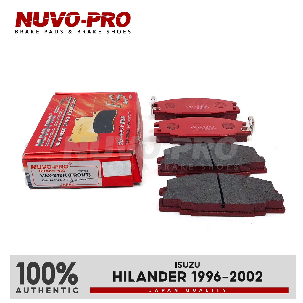 Nuvo-Pro Brake Pad Front Isuzu Hilander 1996-2002 VAX-248K SET | Shopee ...