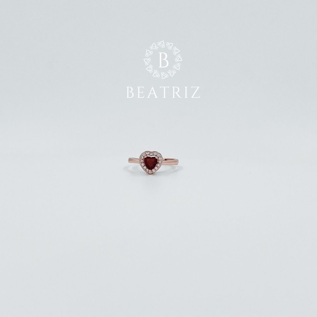 Beatriz Ruby Heart Ring in Silver Adjustable Coated with Rose Gold 1 Carat | Shopee Philippines
