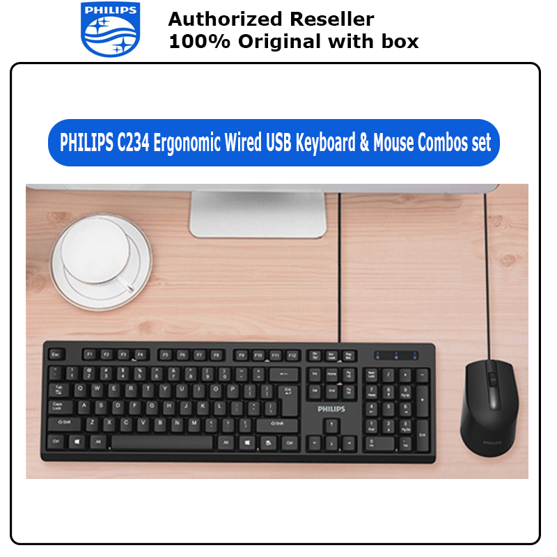 PHILIPS Original C234 Keyboard and Mouse Wired USB Combos Set For PC ...
