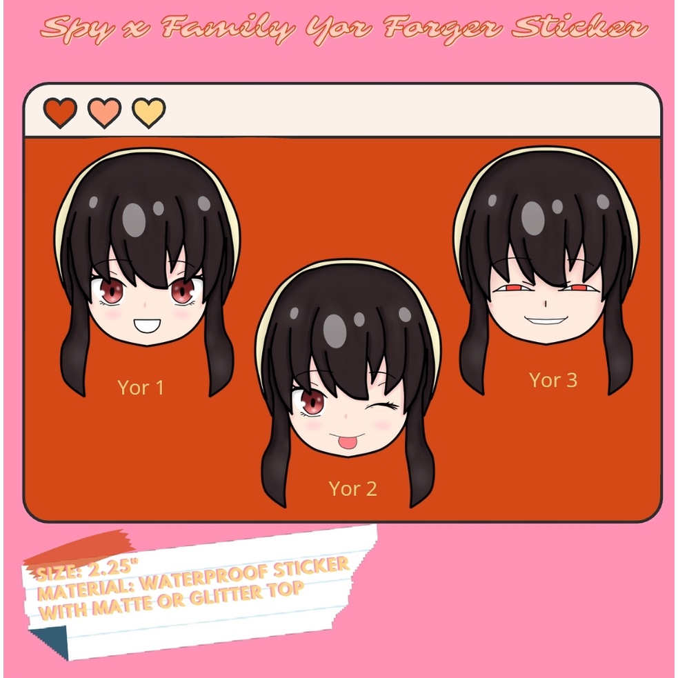SPY X FAMILY YOR FORGER YOR BRIAR WATERPROOF STICKER MATTE GLITTER ...