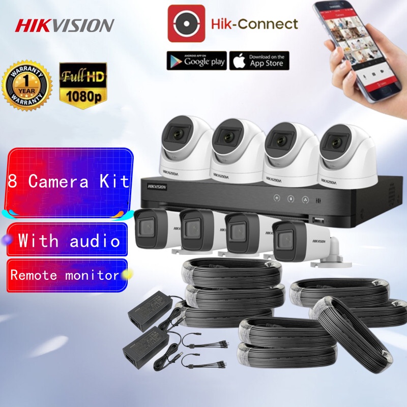 Hikvision 4/8CH CCTV Kit 2MP HD Built-in mic CCTV Complete CCTV With ...