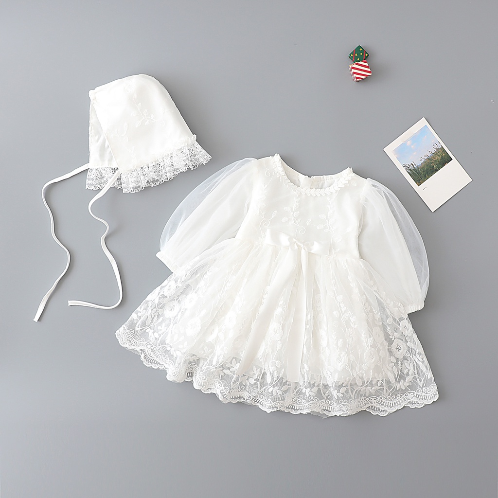 2pcs Set Christening Hat Baptismal Dress for Baby Girl 1 Year Old ...