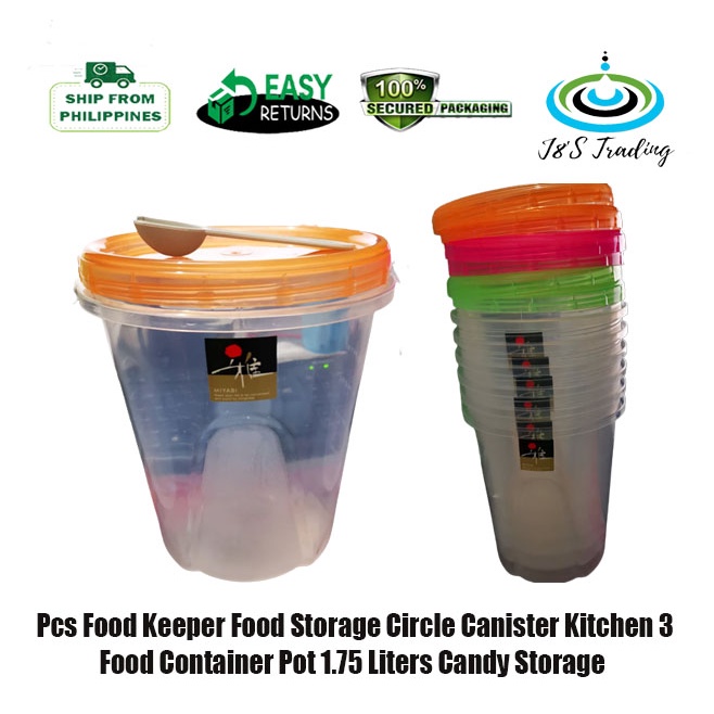 Food Keeper Storage Circle Canister Kitchen Container Pot 1.75 Liters ...