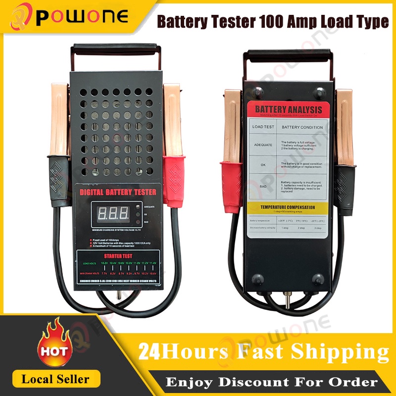 Battery Tester 100 Amp Load Type For 6V & 12V Car Truck - intl | Shopee ...