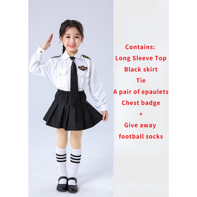 Children's Air Force Captain Uniform Pilots Girls Air Junior Costume ...