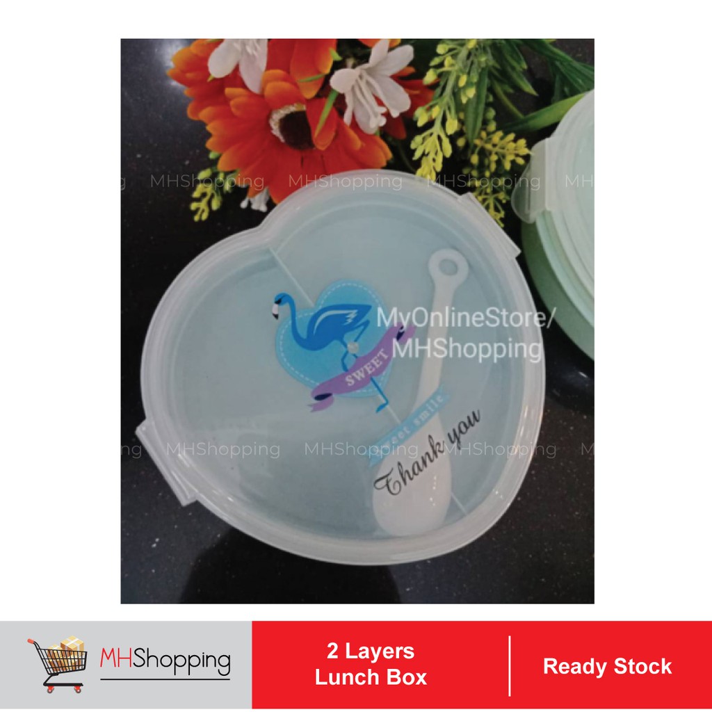 2 layers-Cute Heart shape Lunch Box Bento food-safe Plastic Food ...