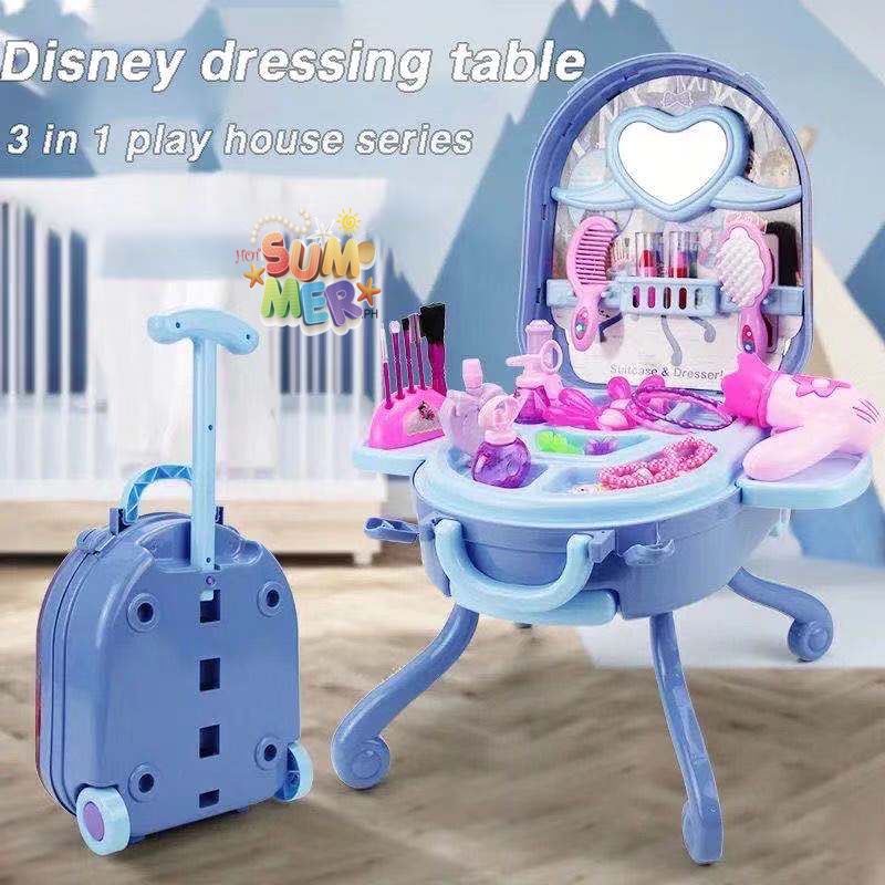 3 in 1 Makeup Vanity Toy Set Girls Princess Makeup Suitcase Trolley ...