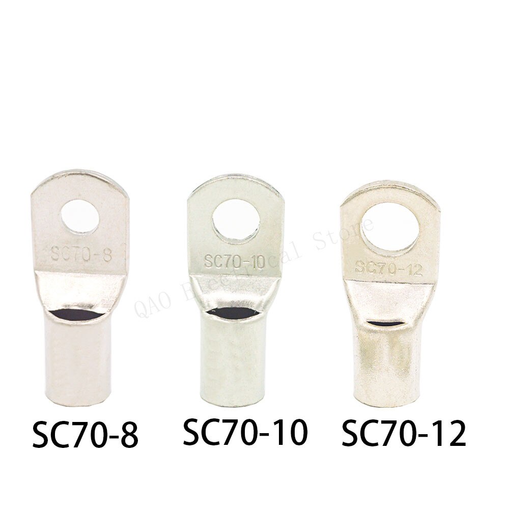 5 PCS SC70-8 70-10 70-12 Copper Cable Lug Kit Bolt Hole Tinned Cable ...