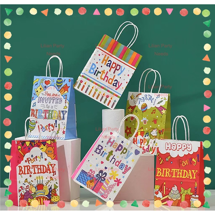 𝐋𝐢𝐥𝐢𝐚𝐧 𝐏𝐚𝐫𝐭𝐲 𝐍𝐞𝐞𝐝𝐬 12pcs Small happy birthday paper bag（size：21×15×8cm ...