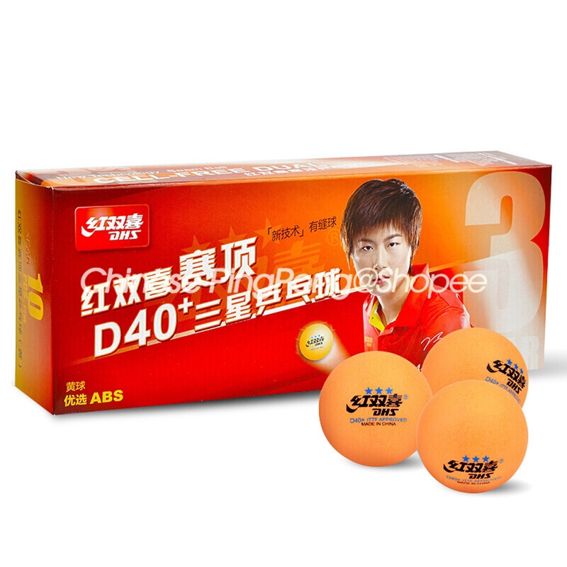 DHS 3-Star Table Tennis Ball D40+ Orange Plastic Poly Original DHS 3 ...
