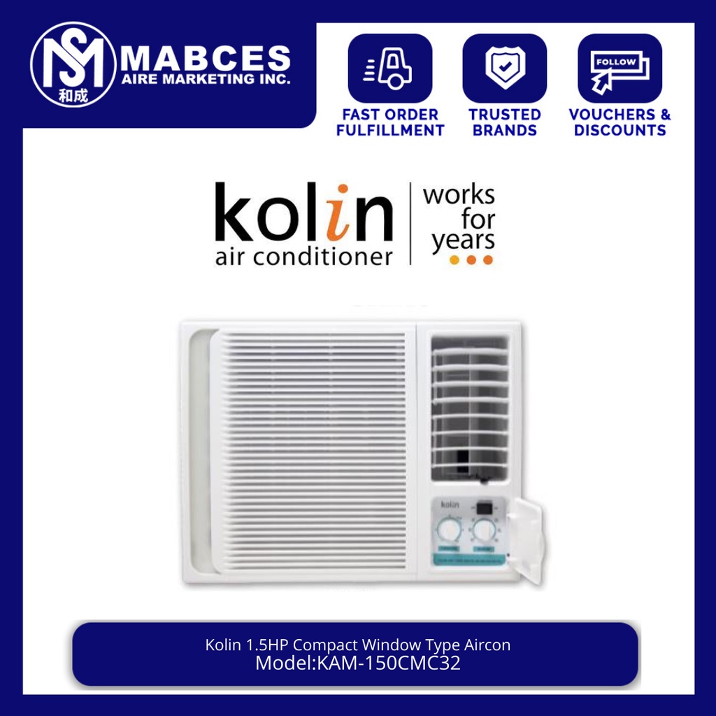 Kolin 1.5HP Compact Window Type Aircon KAM-150CMC32 | Shopee Philippines